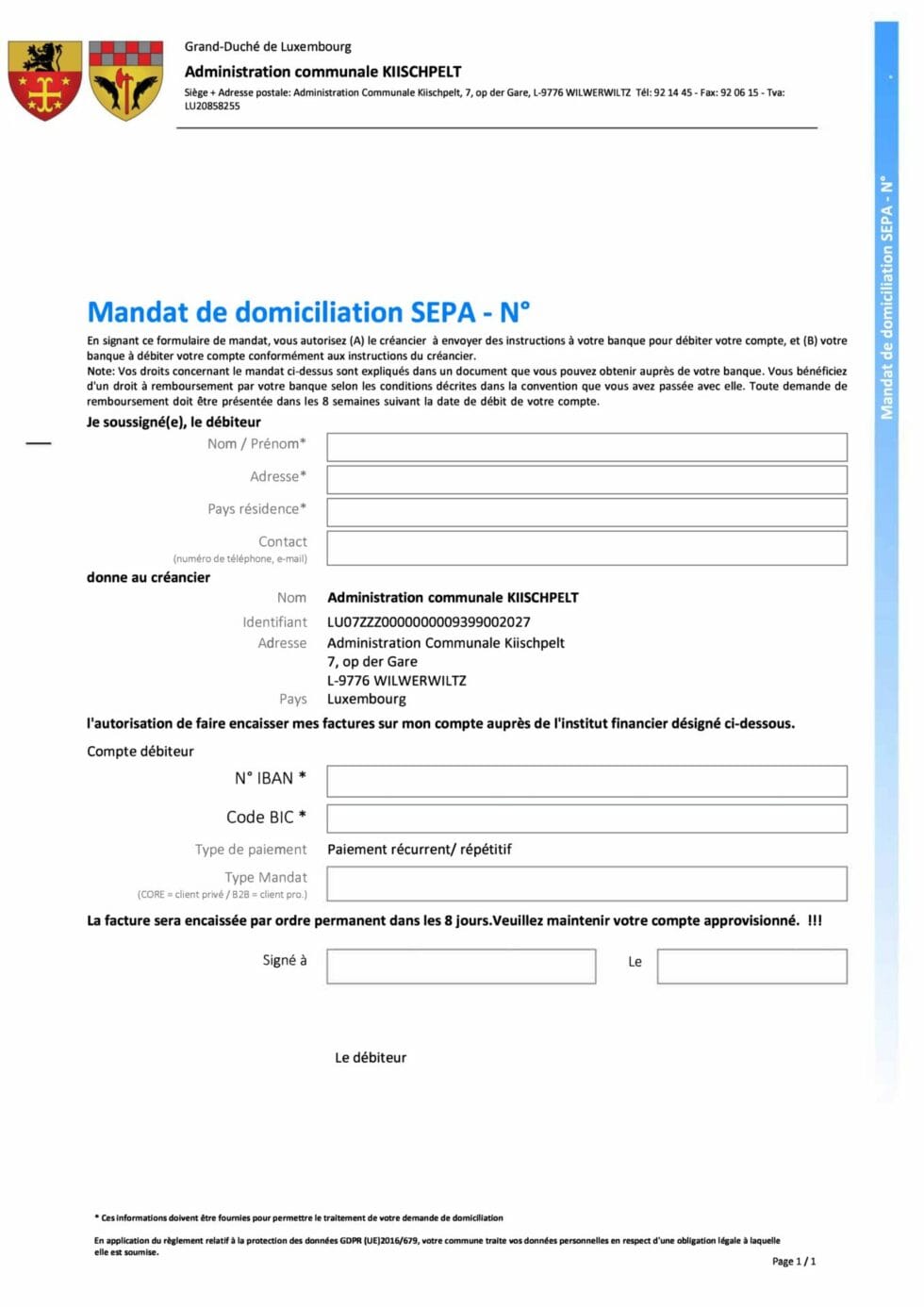 Factures électroniques et domiciliations - Kiischpelt